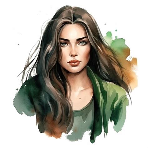 Premium Ai Image A Close Up Of A Woman With Long Hair And Green