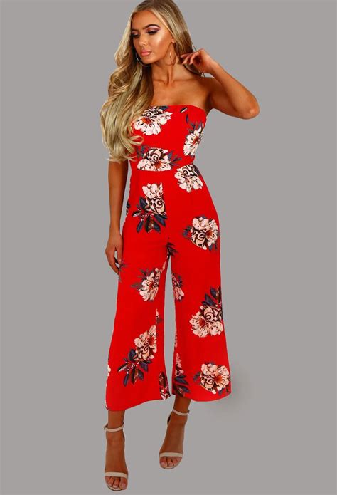 Flyepniy 2017 New Summer Rompers Womens Jumpsuit Strapless Floral Print