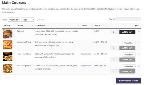 how to create a table of woocommerce products with a plugin