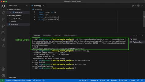 macos mac os vscode built in terminal can t import installed python