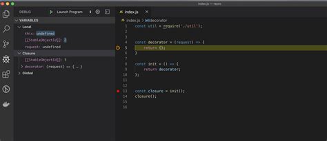 issue with debugger not referencing javascript closure variables