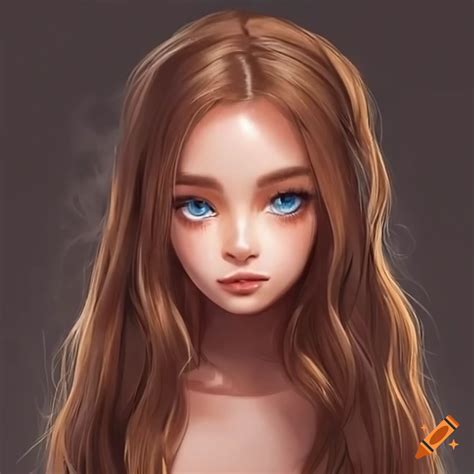 Portrait Of A Girl With Brown Hair And Glowing Eyes On Craiyon