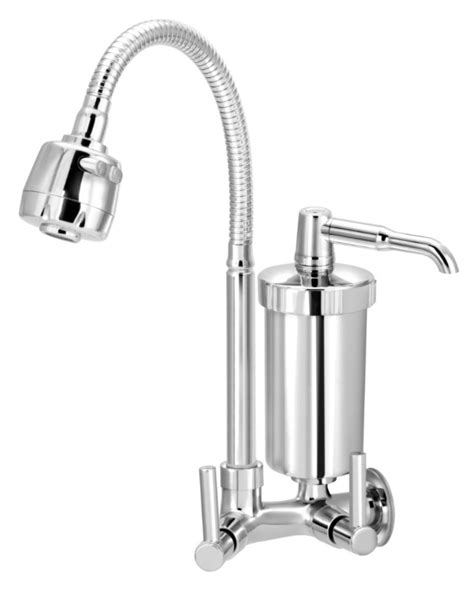 Torneira Com Filtro Gourmet Pia Cozinha De Parede Metal Inox Lar Modelar