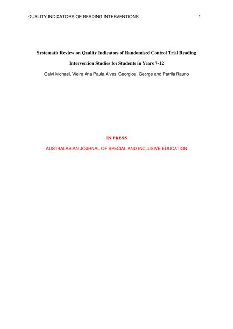 Pdf Systematic Review On Quality Indicators Of Randomised Control