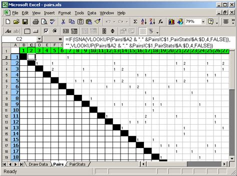ms excel 2003 counting matched pairs