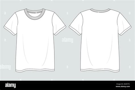 T Shirt Technical Fashion Flat Sketch Vector Illustration Template