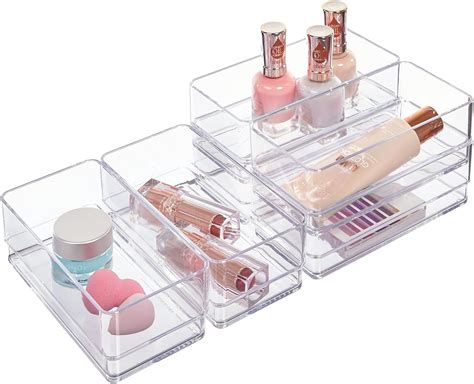 Stori Simplesort 6 Piece Stackable Clear Drawer Organizer Set 6 X 3