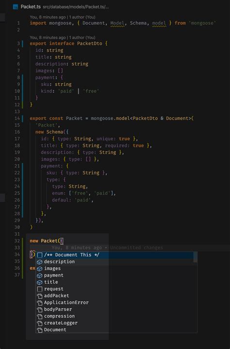 typescript mongoose get intellisense or warnings for
