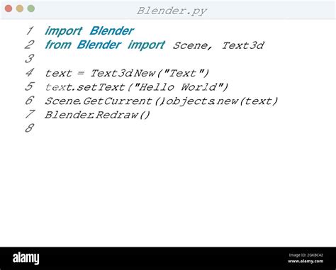 blender language hello world program sample in editor window