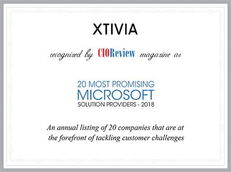 xtivia named one of 2018 s most promising microsoft