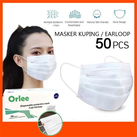 Jual Masker 3 Ply 3ply Earloop Tali Kuping Masker Medis Kemenkes 1 Box