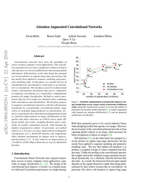 Attention Augmented Convolutional Networks Pdf Computer Vision