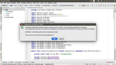 android failed to finalize session install failed user restricted
