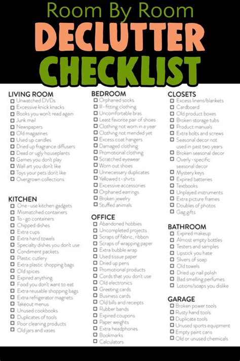 Free Printable Decluttering Checklist Pdf