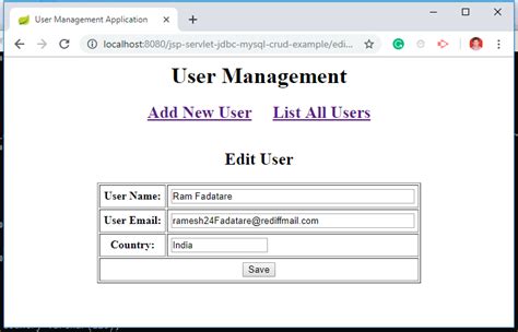 jsp servlet hibernate crud example