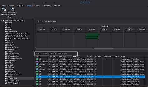 how to get a backup sql database history