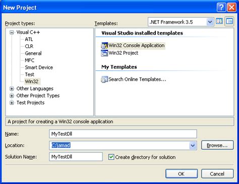 the win32 on how to create a simple dynamic link library