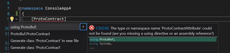 c the type or namespace name protocontractattribute could not be