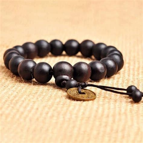 Beads Natural Sandalwood Buddhist Buddha Wood Prayer Beaded Knot Black