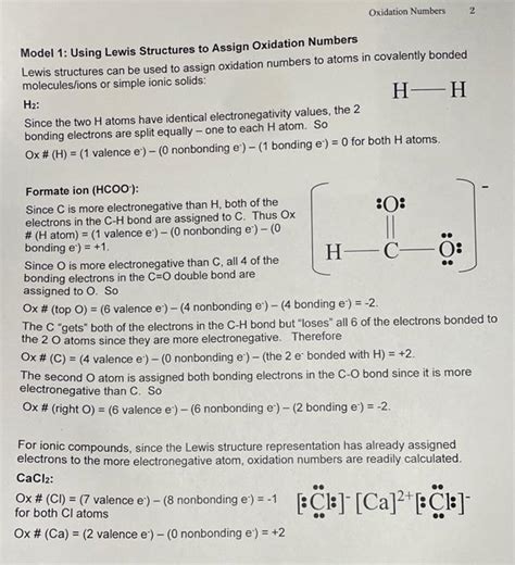 Solved Oxidation Numbers 2 Model 1 Using Lewis Structures