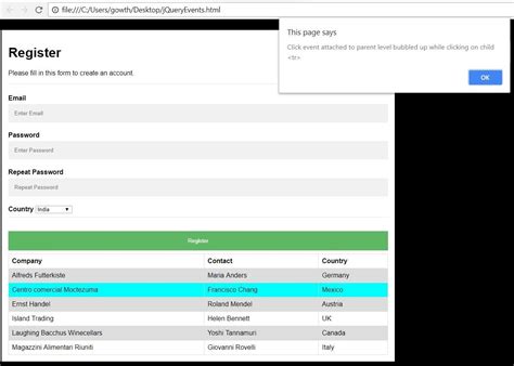 jquery events