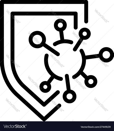 Immune Shield Protection Icon Outline Style Vector Image