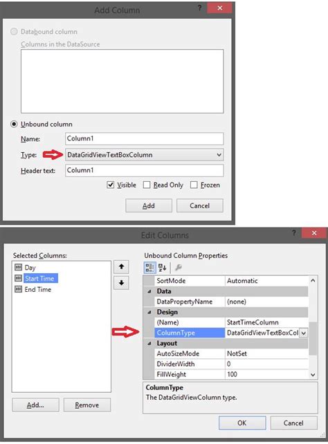 c displaying custom datagridviewcolumn in the