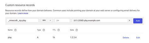 minecraft domain name ip dmain names