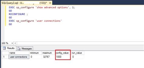 sql server error 233 user connections server configuration option in