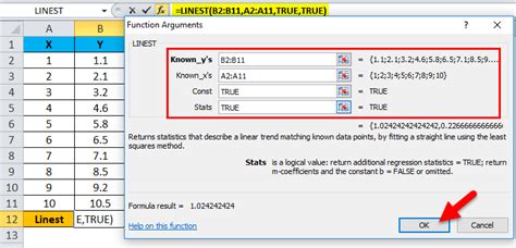 linest in excel formula examples how to use linest function