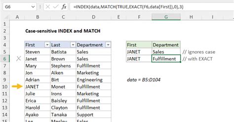 index and match case sensitive excel formula exceljet