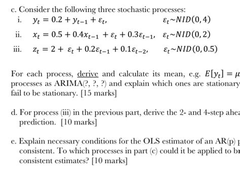 solved c consider the following three stochastic processes