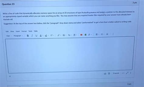 [solved] write a line of code that dynamically allocates m