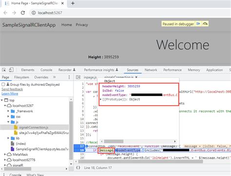 how to receive real time data in an asp core client application
