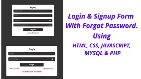 login and signup form with forgot password troduction youtube