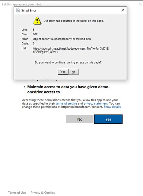 onedrive graph first authorization error object doesn t support