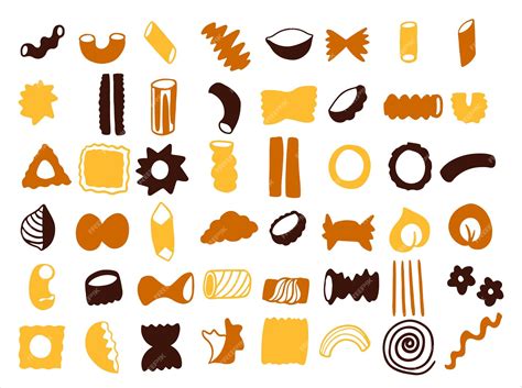 Pâtes Italiennes Dessinées à La Main Forme Dicône Spaghetti Raviolis