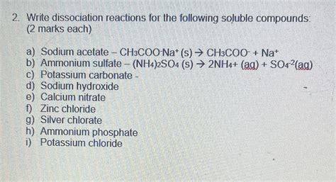 [solved] Write Dissociation Reactions For The Following Soluble