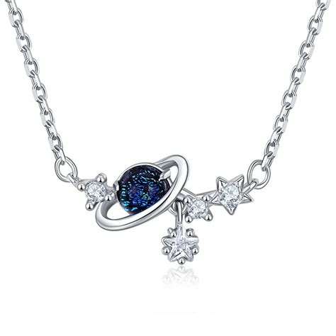 Lucky Silver 18k White Gold Plated 925 Sterling Silver Fantasy Planet