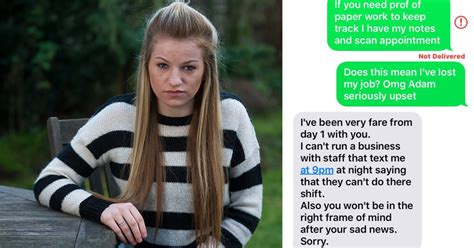landlord sacked barmaid amy larman by text following miscarriage