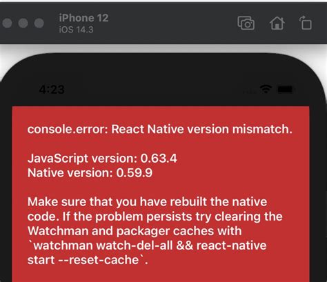 react native version mismatch issue · issue 30665 · facebook react