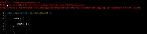 javascript babel loader not recognizing es6 code in