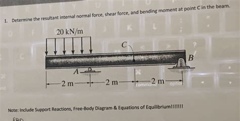 Solved Determine The Resultant Internal Normal Force Shear