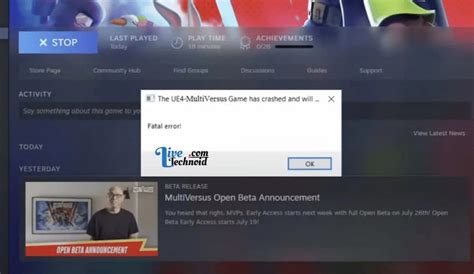 how to fix the ue4 multiversus games has crashed fatal error