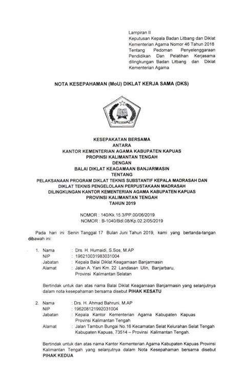 Pdf Nota Kesepahaman Mou Diklat Kerja Sama Dks · Nota Kesepahaman