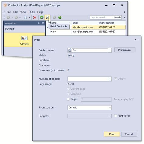 how to print a report without displaying a preview