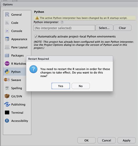 setting a project specific python interpreter fails to initialize or