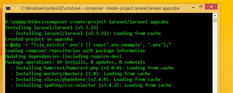 cara install laravel 5 di xampp windows dengan composer