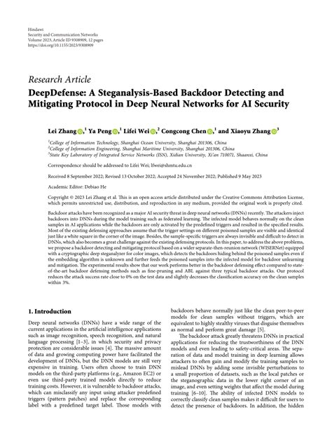 Pdf Deepdefense A Steganalysis Based Backdoor Detecting And