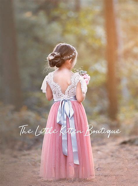 Tulle Flower Girl Dress Lace Flower Girl Dress Flower Girl Etsy